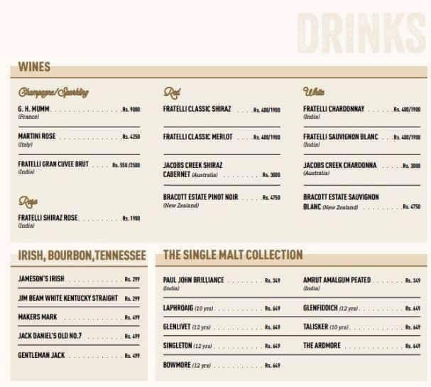 Menu at Bira 91 Taproom, Koramangala, Bengaluru