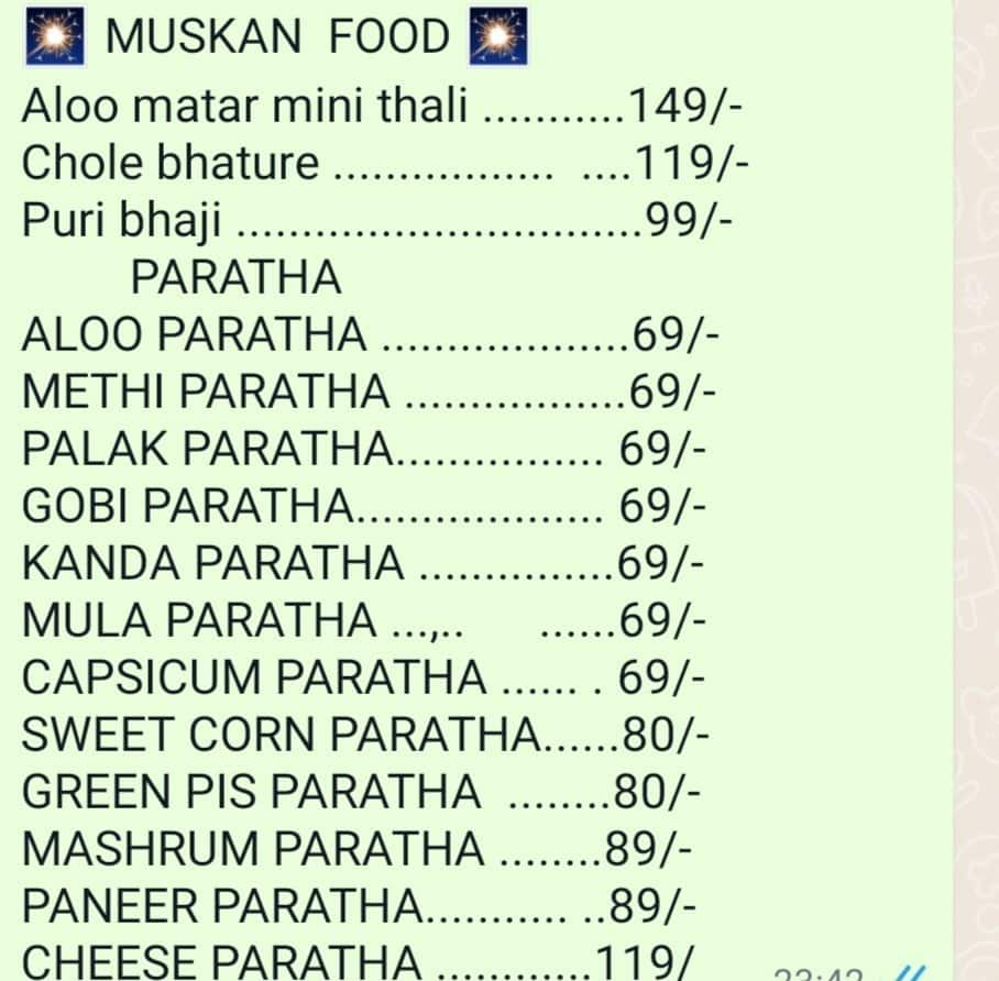 Menu of Muskan Food, Bhugaon, Pune