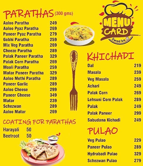 Menu of Chaskaa Swad Ka, Bodakdev, Ahmedabad