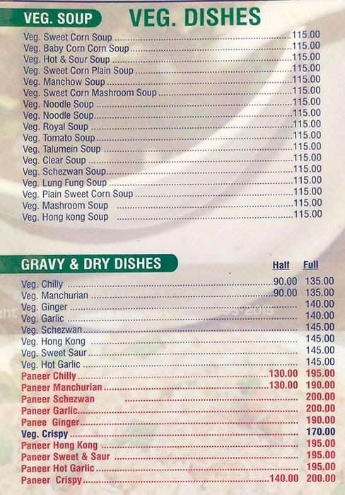 Menu of Badri's, Chembur, Mumbai