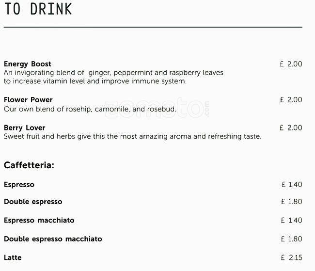 Menu at Food Lab restaurant, London