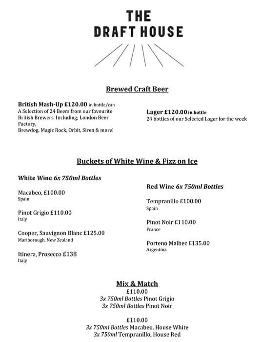 Menu at The Draft House pub & bar, London, 74-76 Battersea Bridge Road