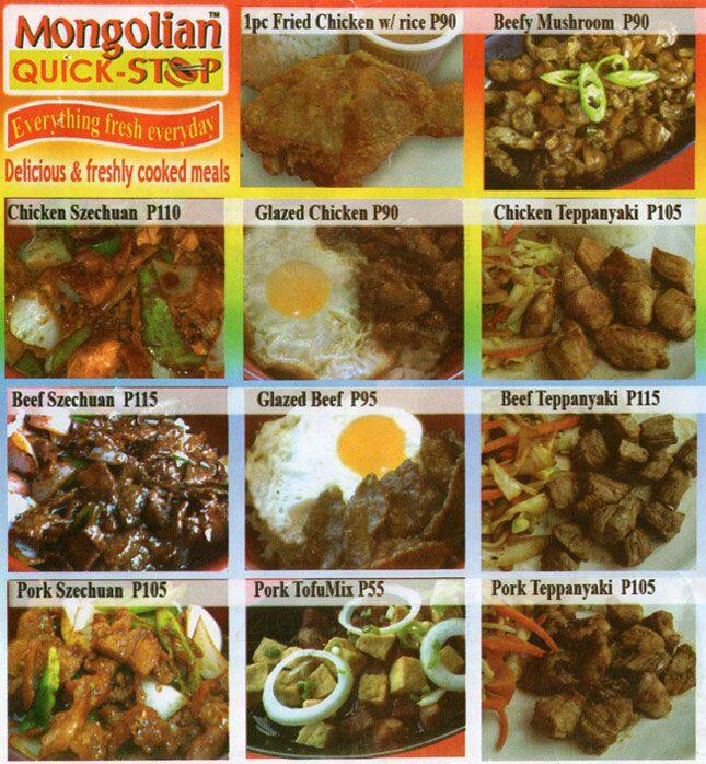 Menu at Nanyang restaurant, Manila, HXGM+PG8