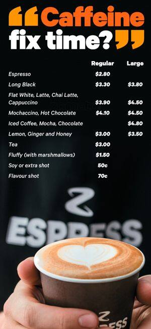 Z Espresso Menu, Menu for Z Espresso, Alicetown, Wellington - Menumania ...