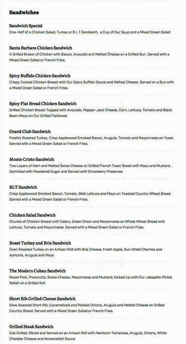 Menu at Grand Lux Cafe, Chicago, 600 N Michigan Avenue At