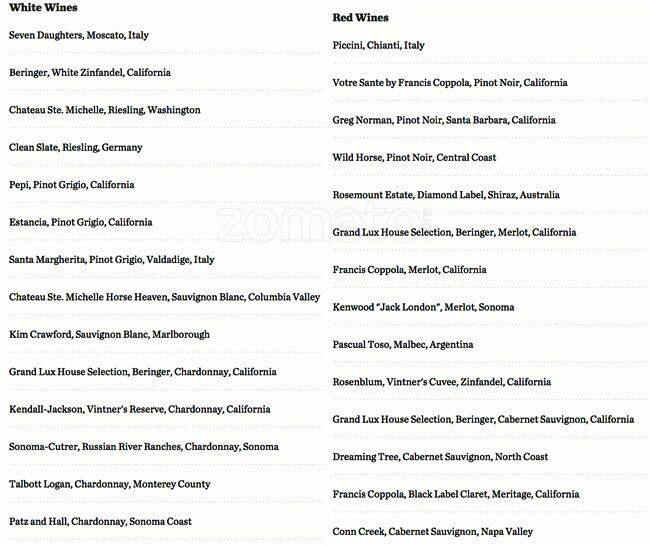 Menu at Grand Lux Cafe, Chicago, 600 N Michigan Avenue At