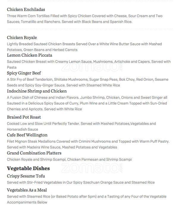 Menu at Grand Lux Cafe, Chicago, 600 N Michigan Avenue At