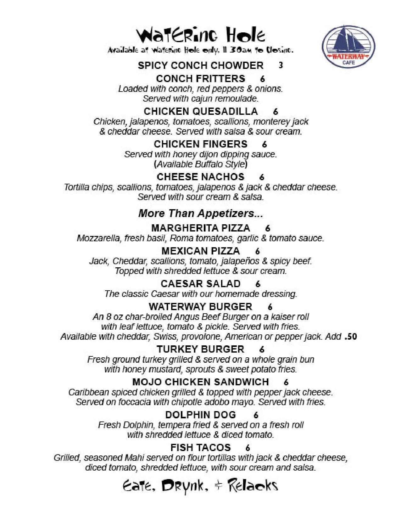 Menu at Waterway Cafe, Palm Beach Gardens