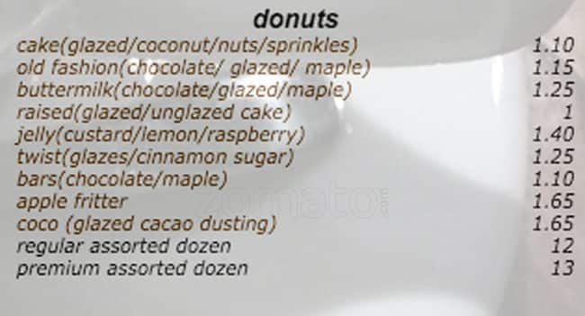 Menu at Coco Donuts restaurant, Portland, 814 SW 6th Ave