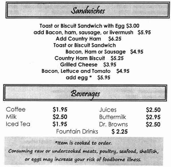 Menu at Charlotte Cafe, Charlotte, Providence Rd