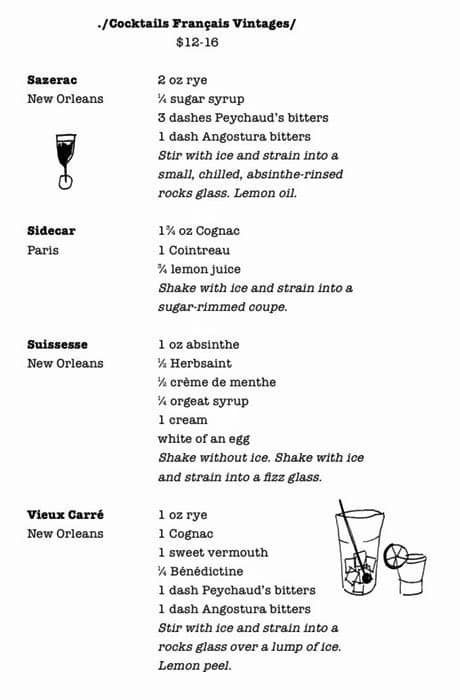 Menu at Alo pub & bar, Toronto