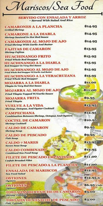 Menu at Antojitos de Dona Maria restaurant, Summit
