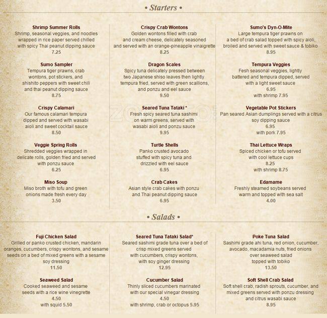 The Happy Sumo Menu, Menu for The Happy Sumo, Broomfield, Denver ...