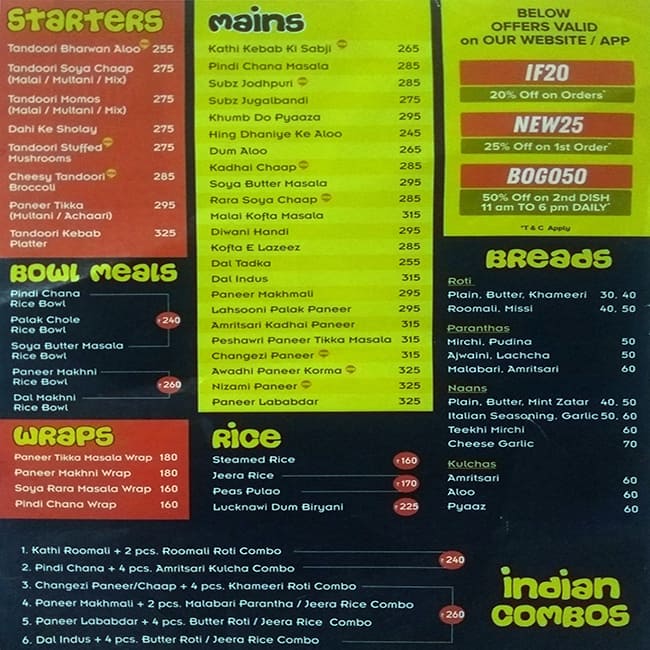 Menu of Indus Flavour Express, Gujranwala Town, New Delhi