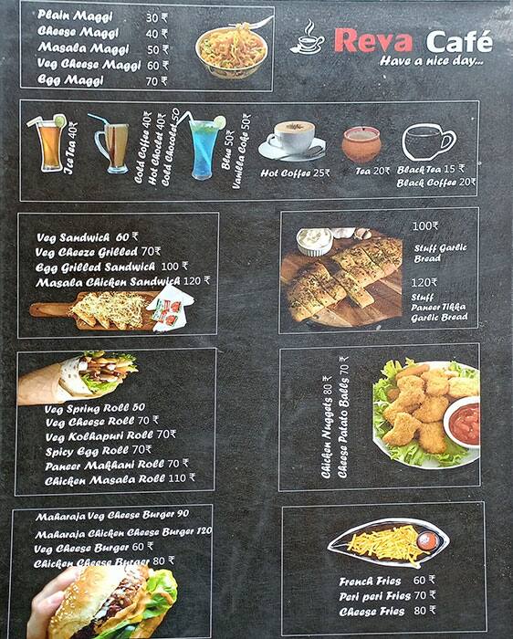 Menu at Reva Cafe, Pune, Shop no.7