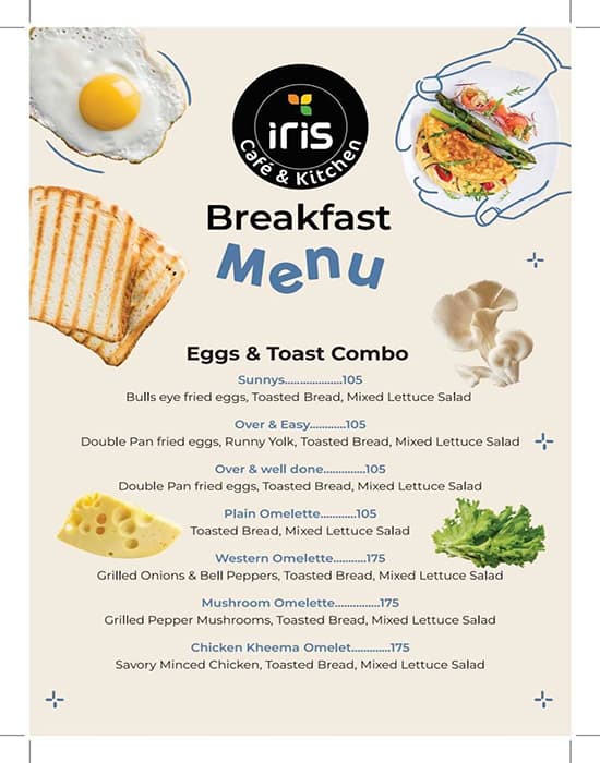Menu of Iris Cafe & Kitchen, JP Nagar, Bangalore