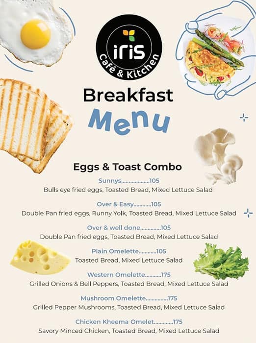 Menu of Iris Cafe & Kitchen, JP Nagar, Bangalore