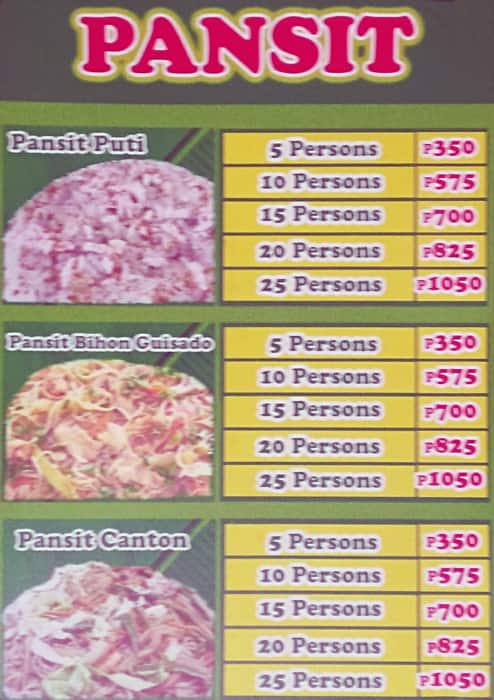 Menu at Pansit Malabon Express - Lourdes Sta. Mesa restaurant, Manila ...