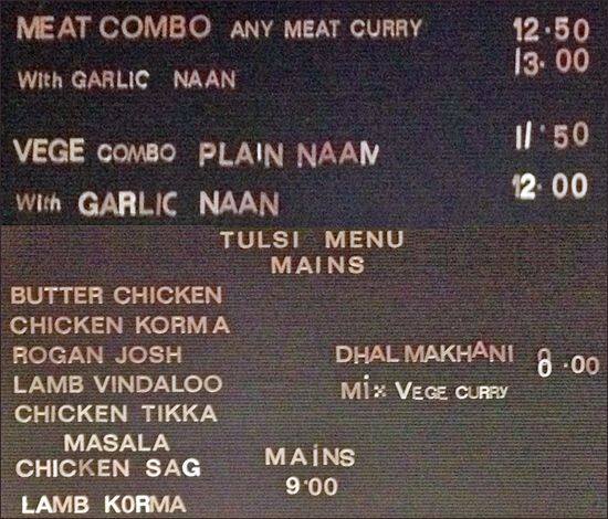 Tulsi Menu, Menu for Tulsi, Wellington Central, Wellington City ...