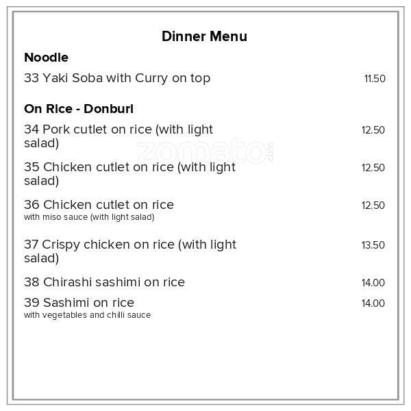 Menu at Himawari Japanese Restaurnat restaurant, Christchurch