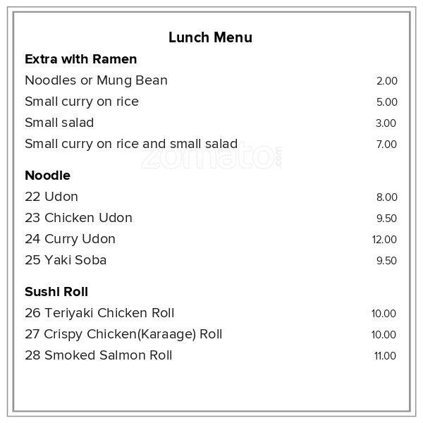 Menu at Himawari Japanese Restaurnat restaurant, Christchurch
