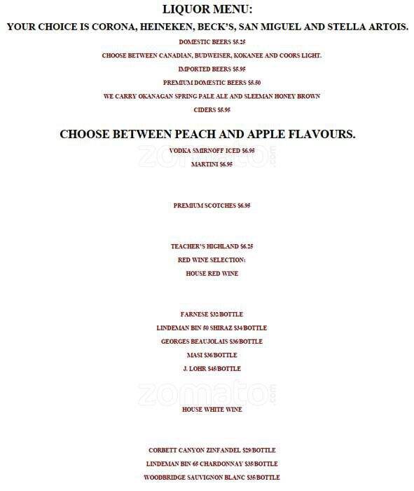 Menu at Java Jazz Cafe & Bistro, New Westminster