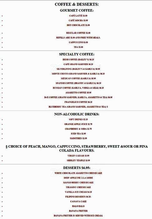 Menu at Java Jazz Cafe & Bistro, New Westminster