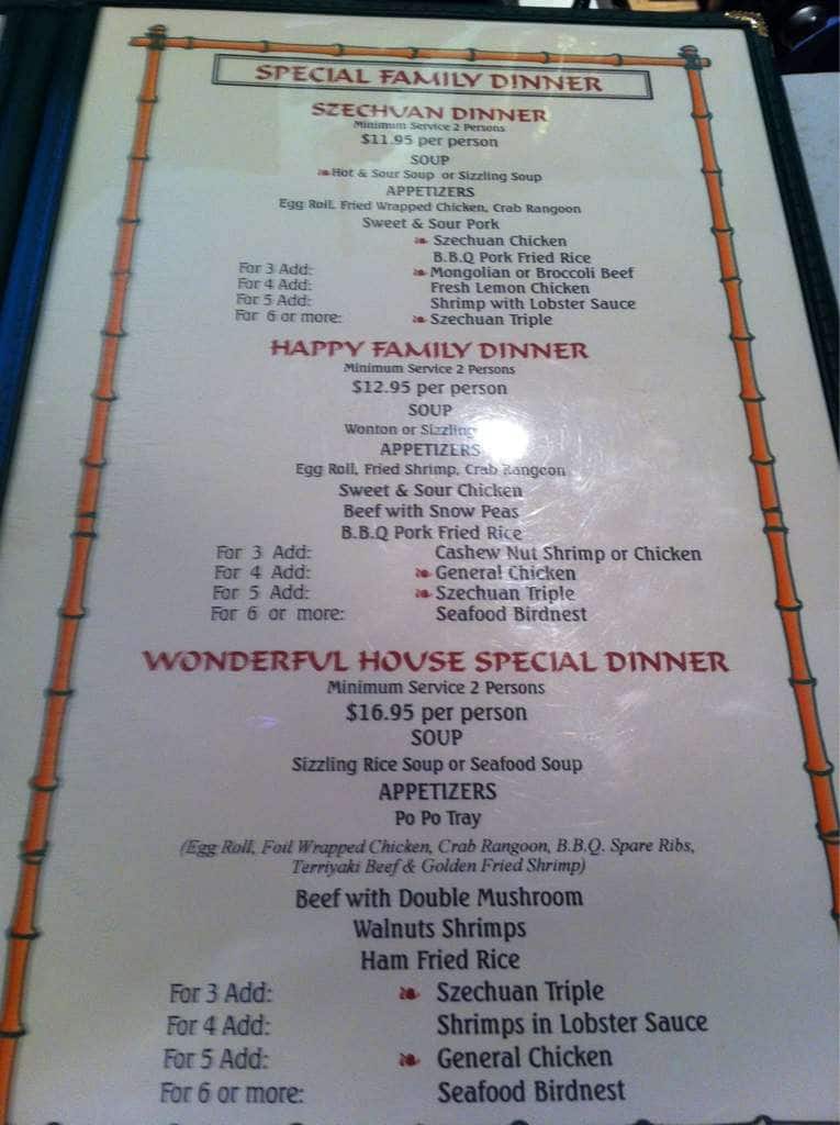 Menu at Wonderful House | Chinese Restaurant, Trinidad