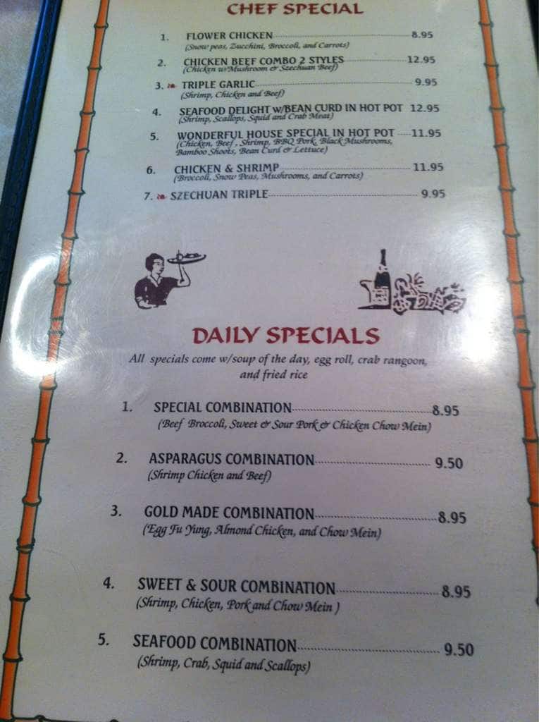 Menu at Wonderful House | Chinese Restaurant, Trinidad