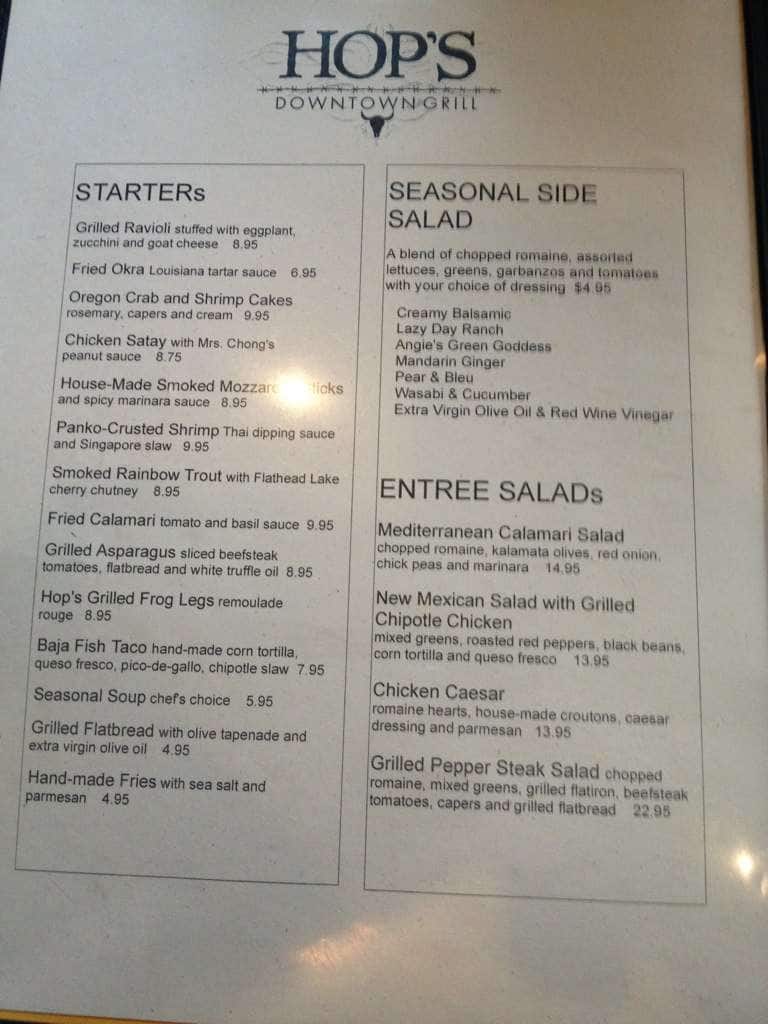 Menu at Hops Downtown Grill pub & bar, Kalispell