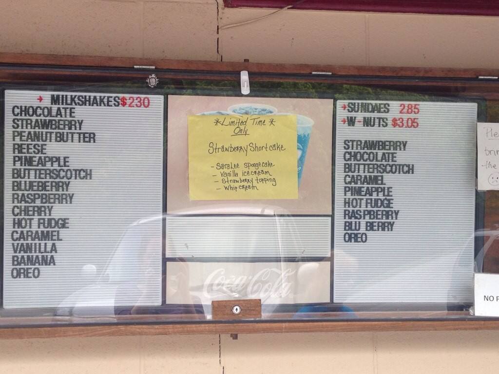 Menu at Tellico Beach Drive In restaurant, Tellico Plains