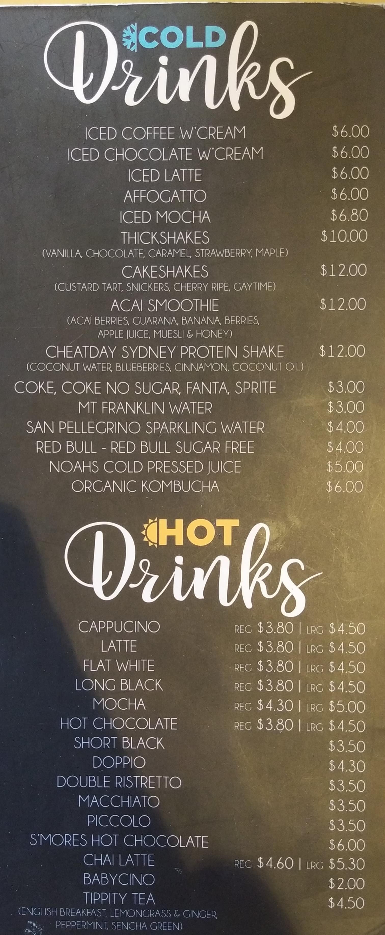 Menu at Cheatday cafe, Peakhurst