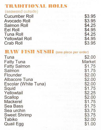 Menu at Pan Asia Cuisine restaurant, Fort Worth
