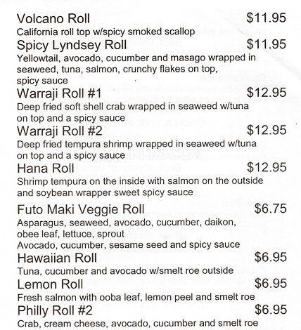 Menu at Pan Asia Cuisine restaurant, Fort Worth