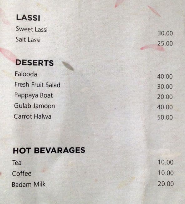 Menu at The Veggie Cafe, Bengaluru