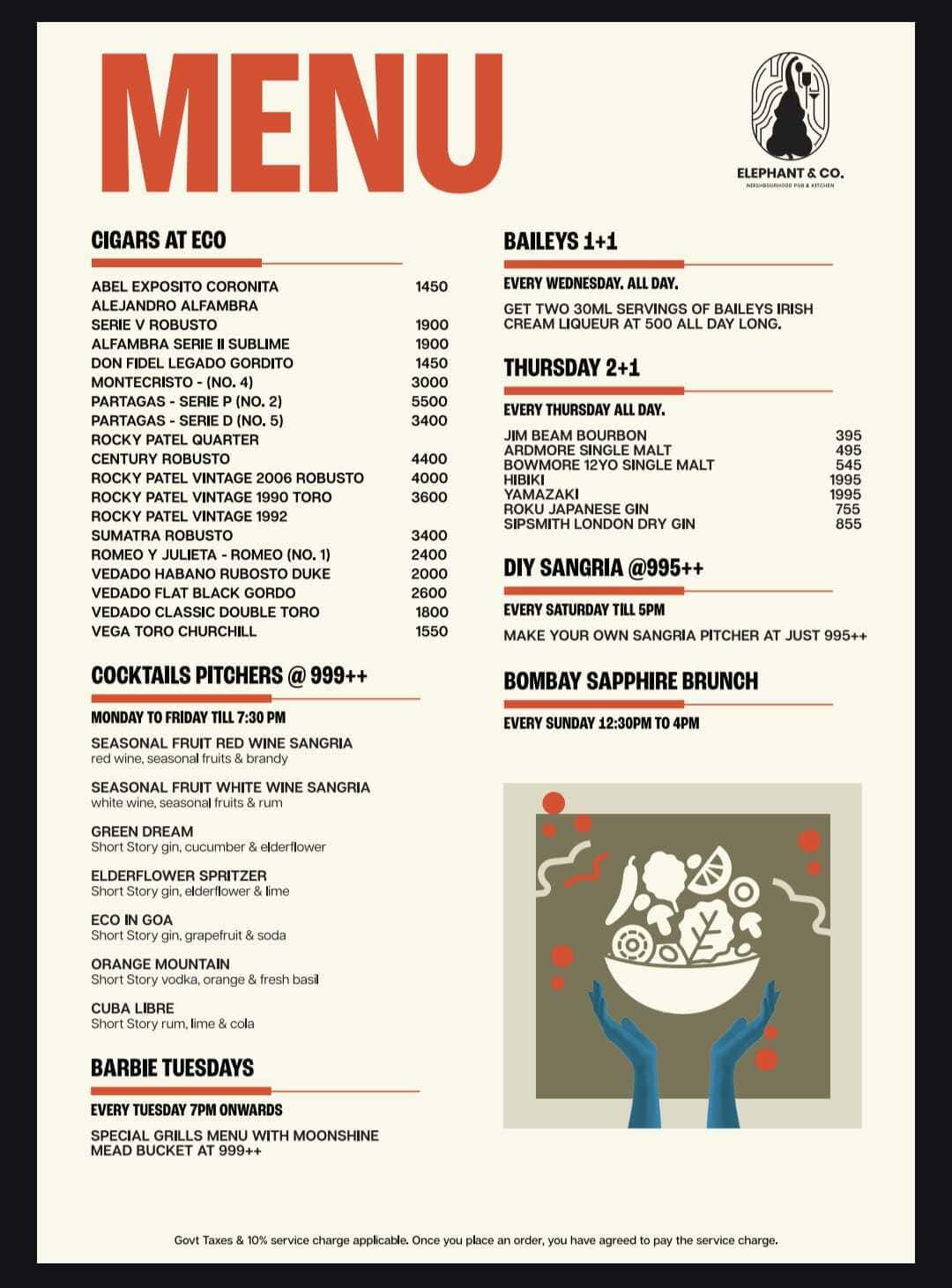 Menu of Elephant & Co., Kalyani Nagar, Pune