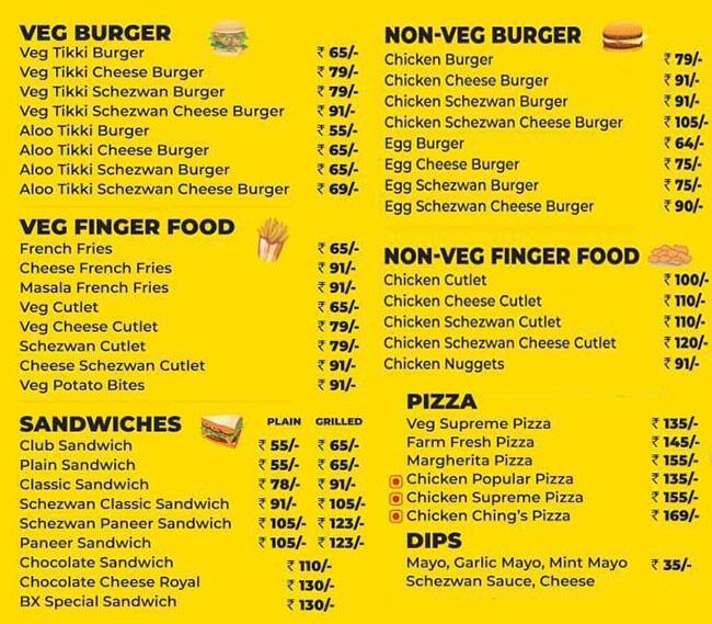 Menu of Burger Express, Yerawada, Pune