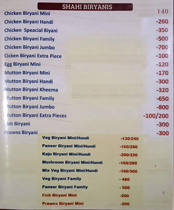 Menu at Qutub Shahi Kitchen's Family Restaurant Best Biryani Arabian ...