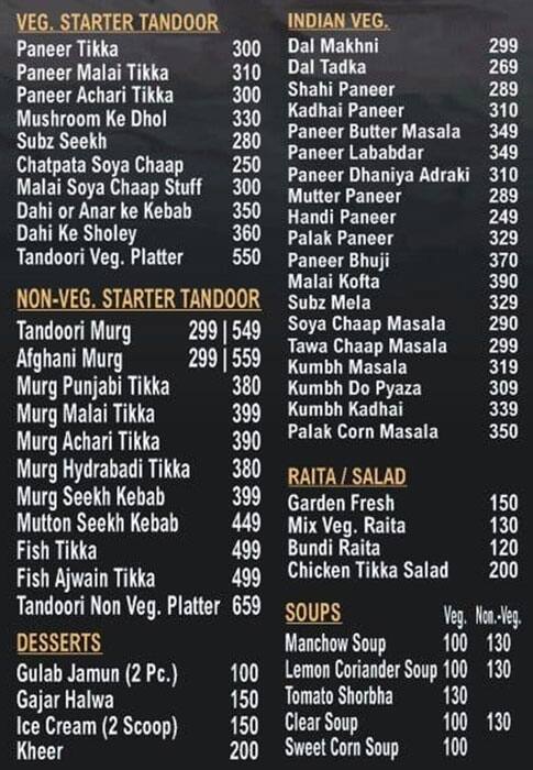Menu of The Brown House, Hajipur, Noida