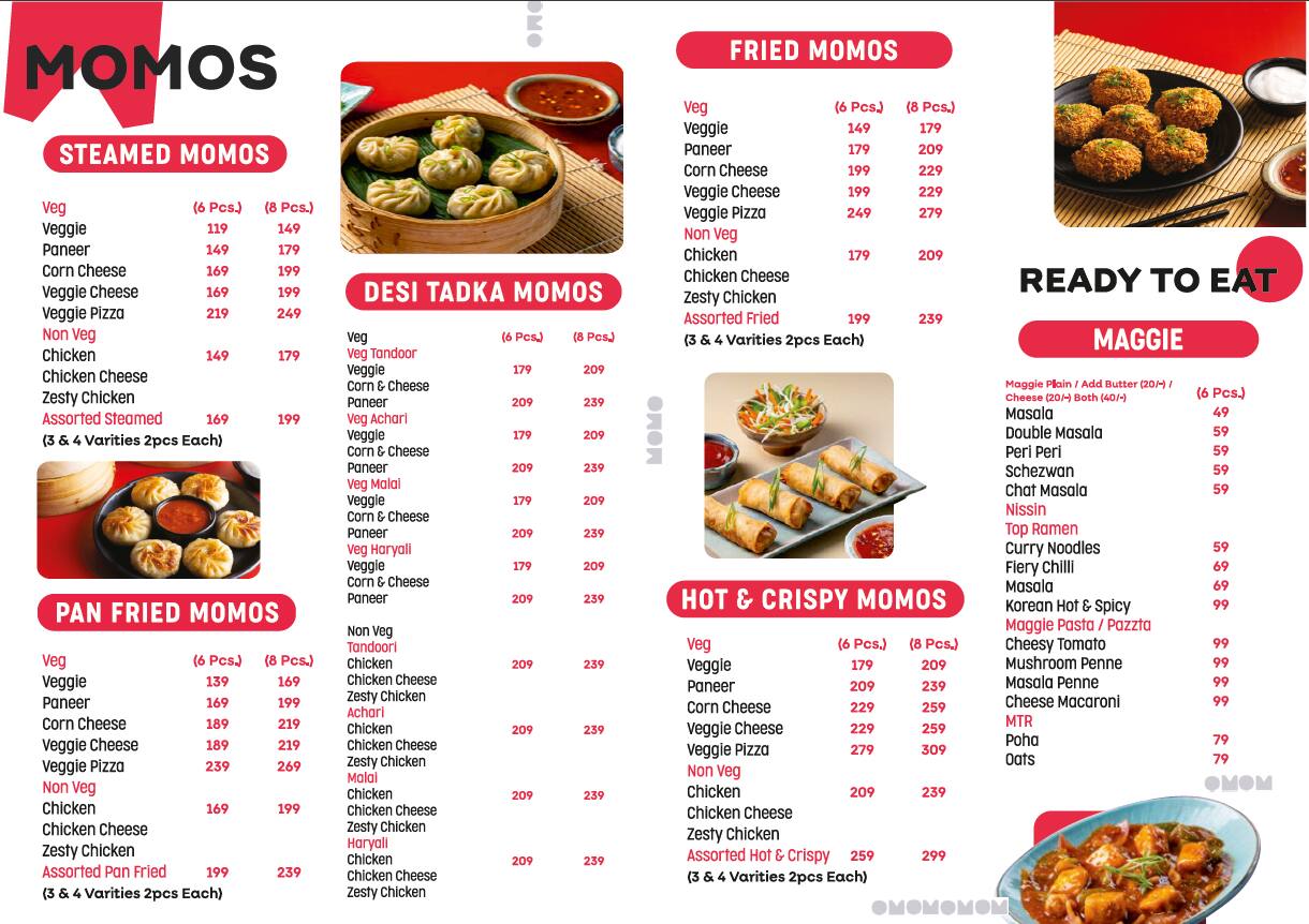 Menu of Momo Street, Attapur, Hyderabad