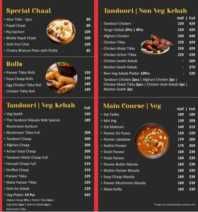 Menu of The Tandoori Masala Wok, Burari, New Delhi