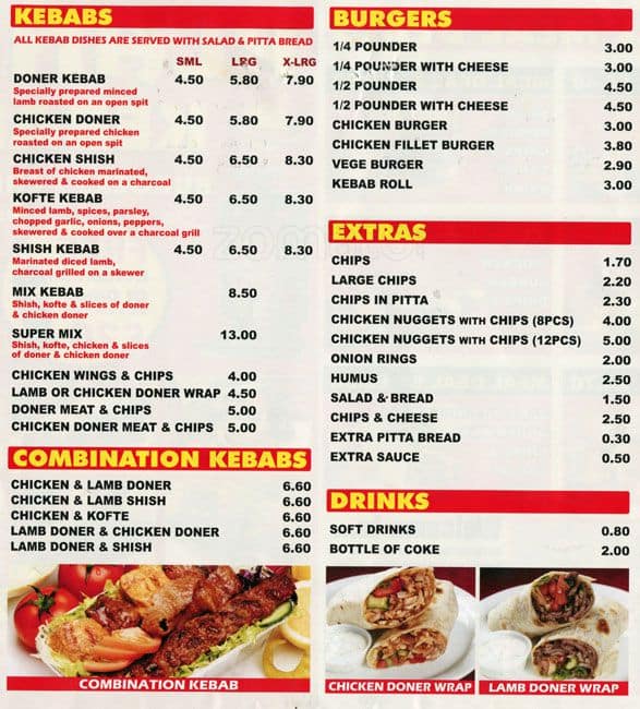 Menu at Kebab Planet Sutton fast food, Sutton