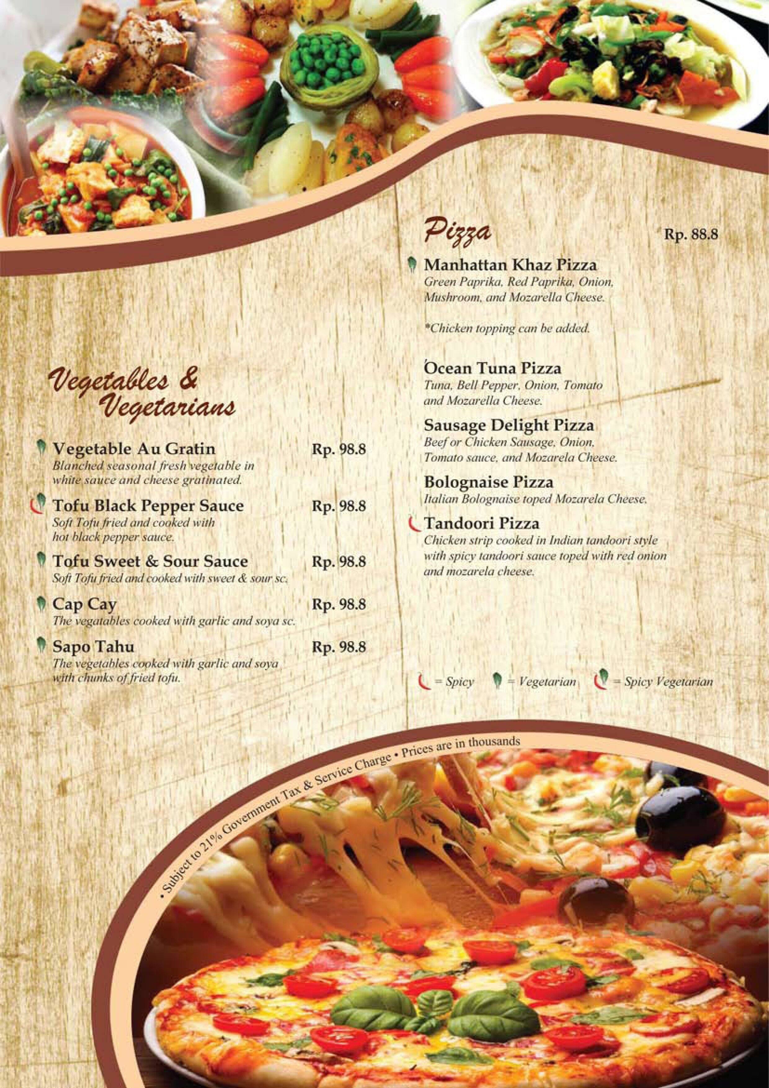 Menu at Central Park - Manhattan Hotel, Jakarta