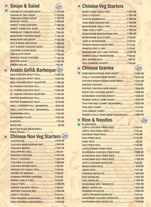 Menu of Village Restaurant, Electronic City, Bangalore