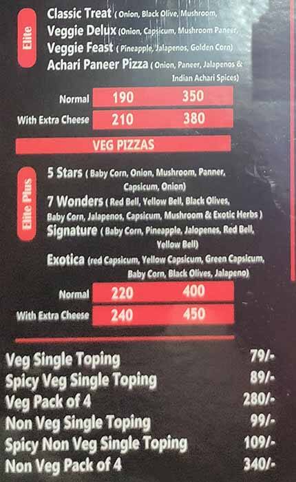 Menu at The thickshake pizza&shakes, Hyderabad