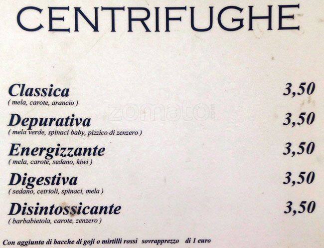 Menu au Bakery House, Rome, piazza istria