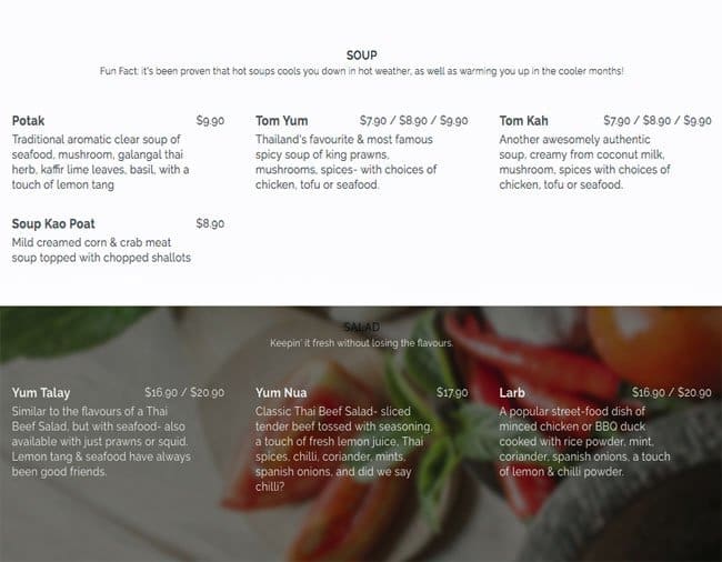 Menu at Fan Thai Restaurant, Camden