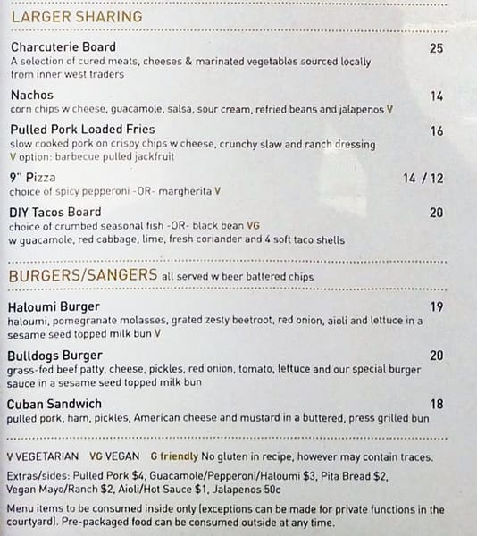 Menu at Littlefoot Bar + Kitchen, Footscray