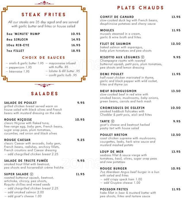 Menu at Café Rouge - Reading Oracle restaurant, Reading, R16