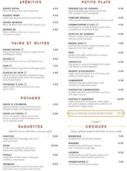 Menu at Café Rouge - Reading Oracle restaurant, Reading, R16